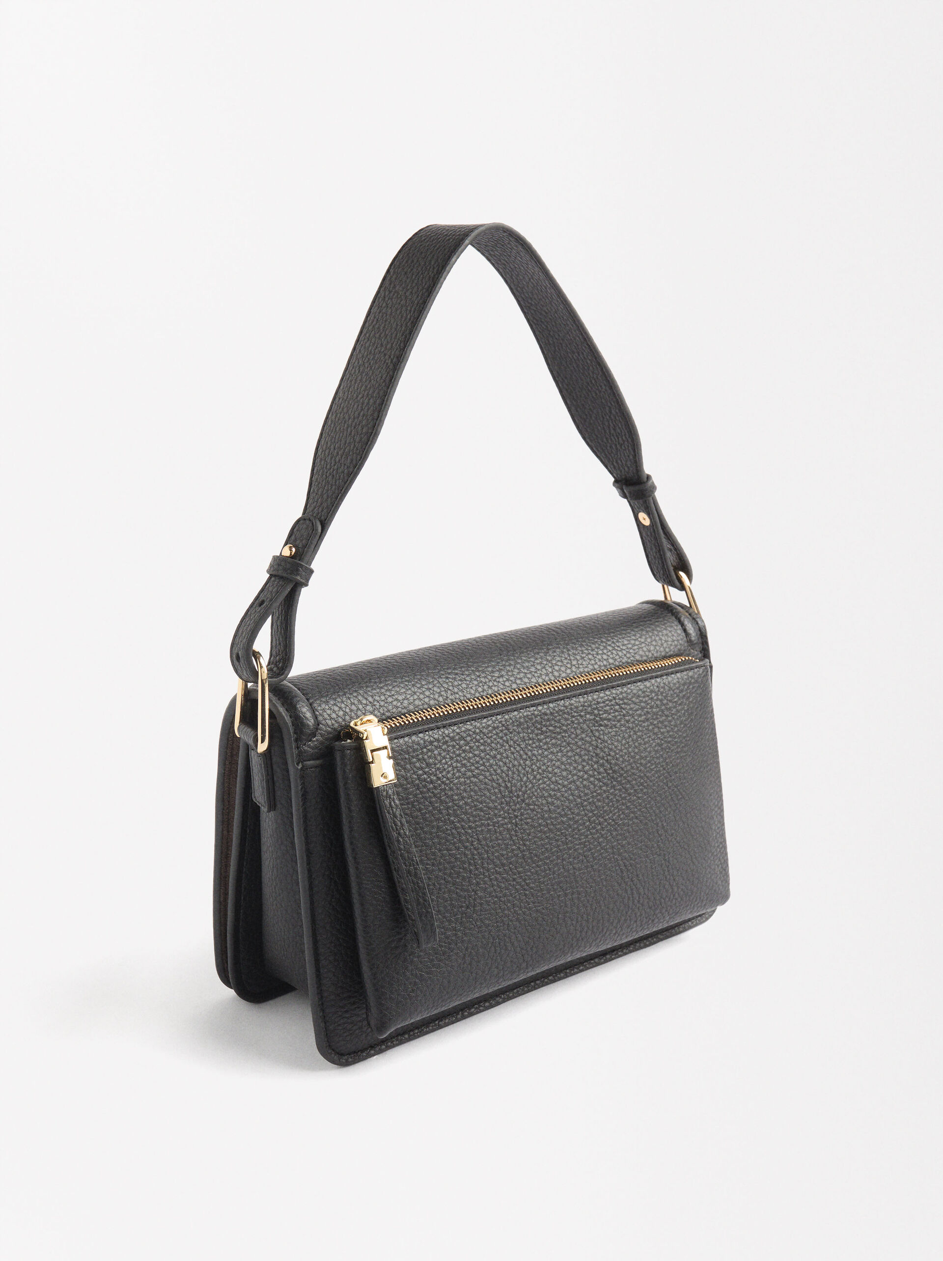 Mala De Ombro Com Fecho De Aba Preto | Parfois