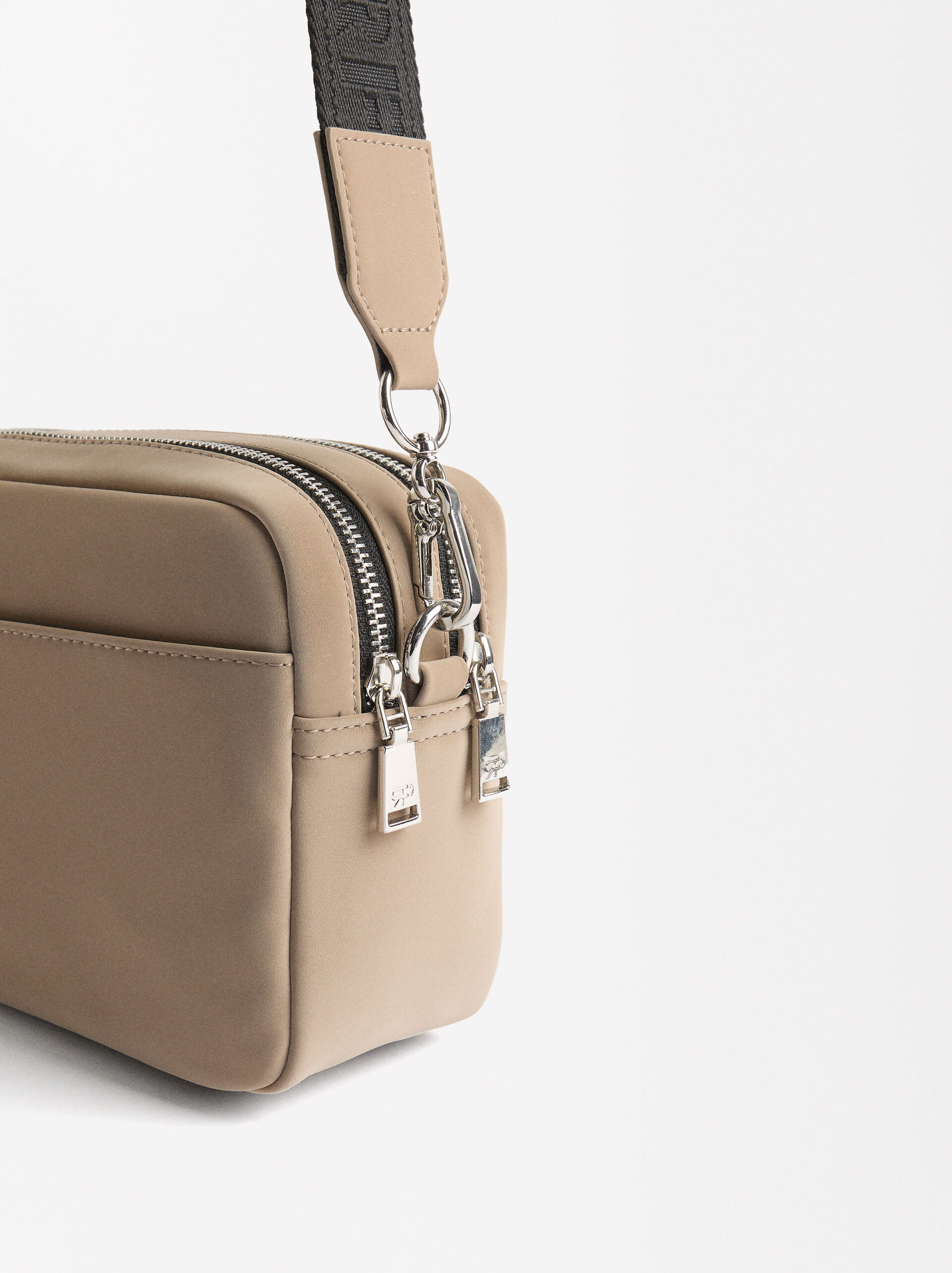 Mala Tiracolo Com Duplo Fecho Preto | Parfois