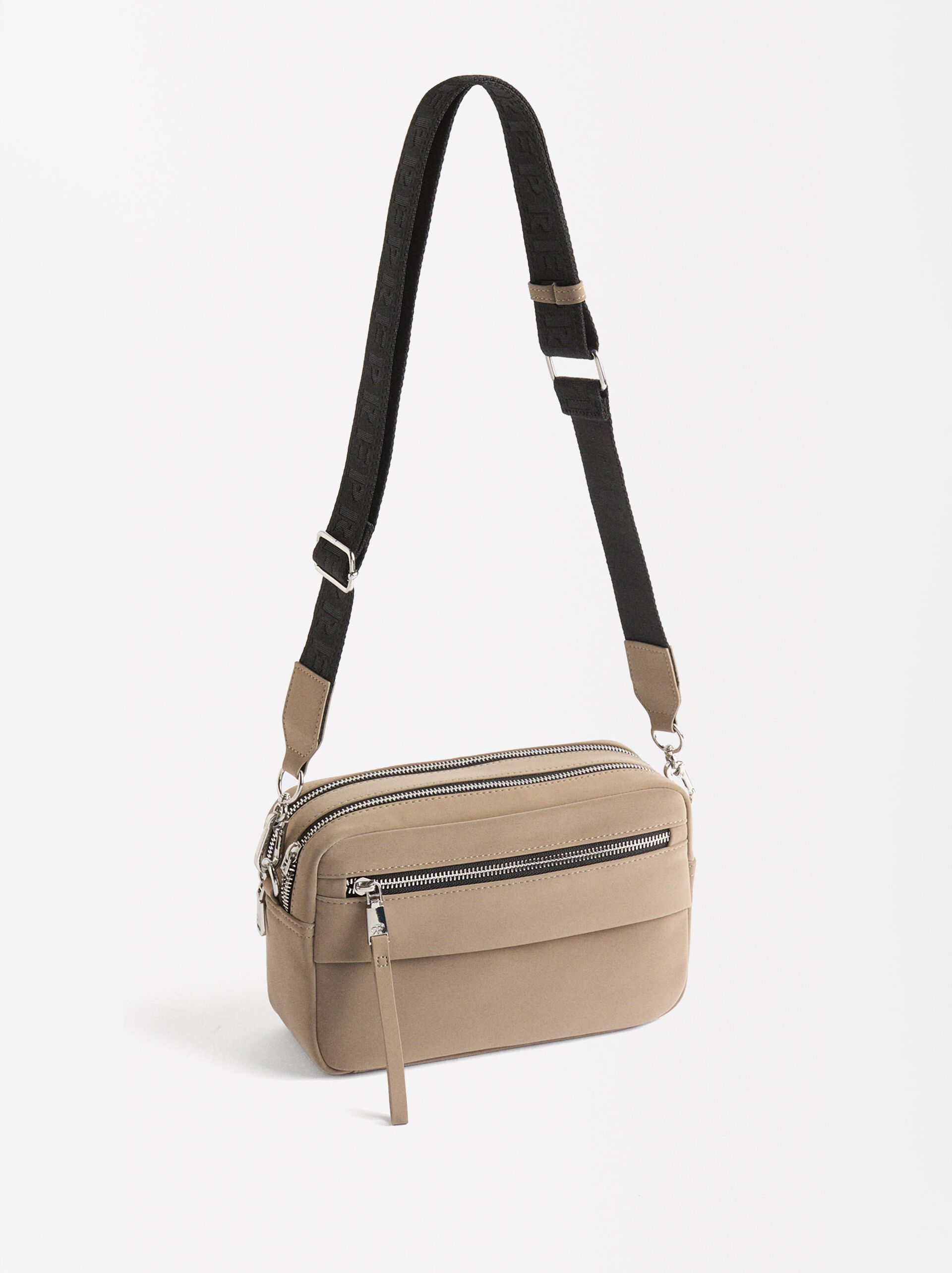 Mala Tiracolo Com Duplo Fecho Preto | Parfois