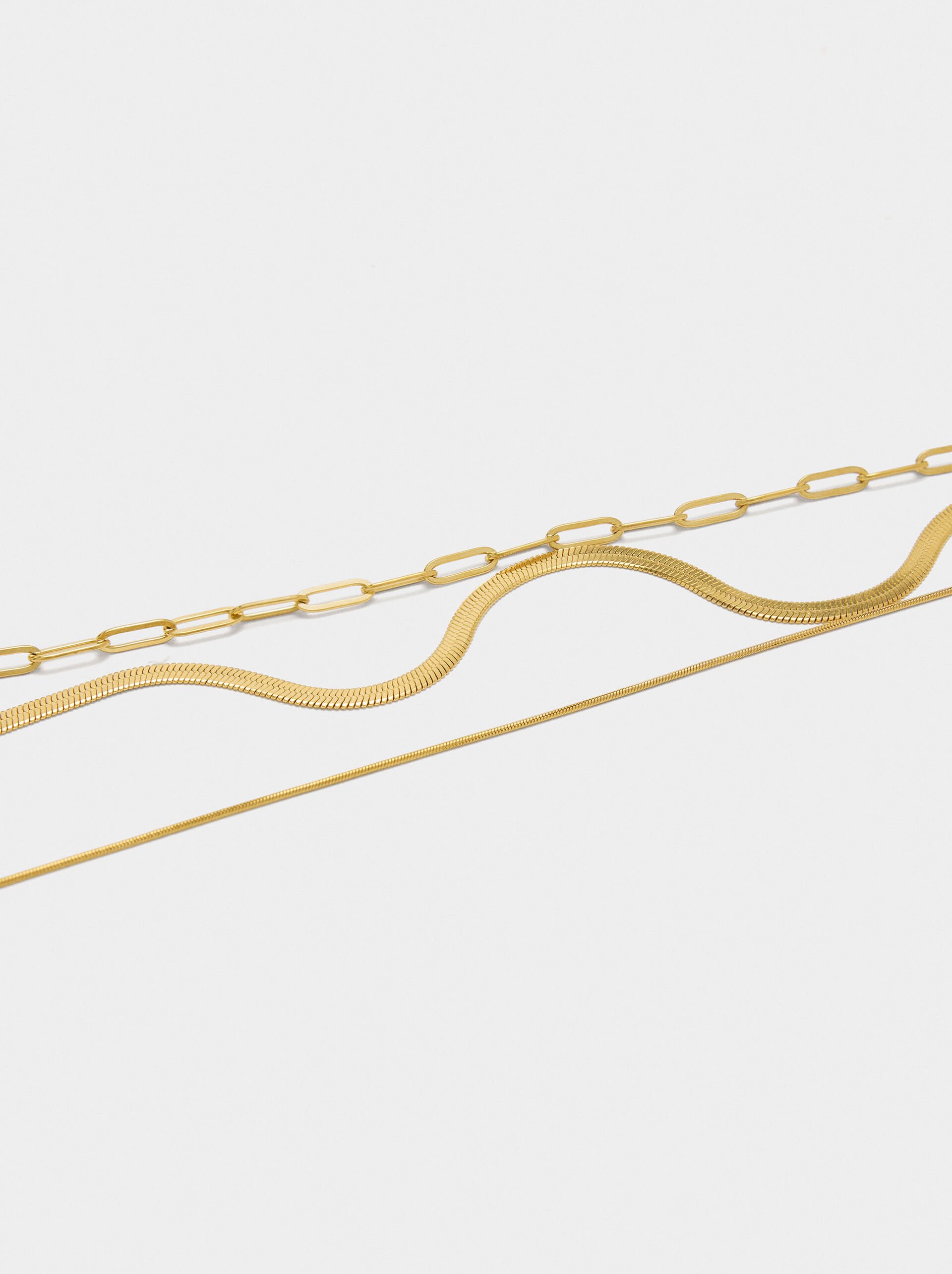 Set of long necklaces – stainless steel Golden | Parfois