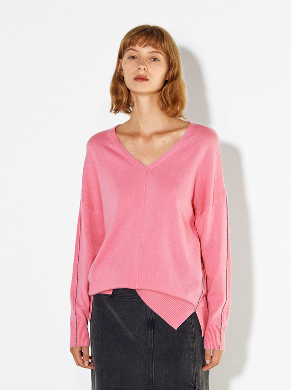 Pull En Maille À Col En V Beige Parfois