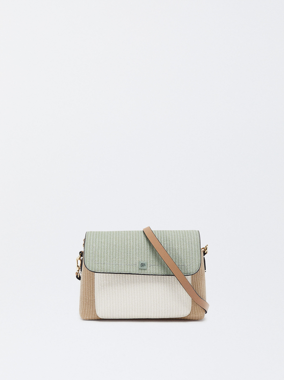 Straw-Effect Crossbody Bag Green | Parfois
