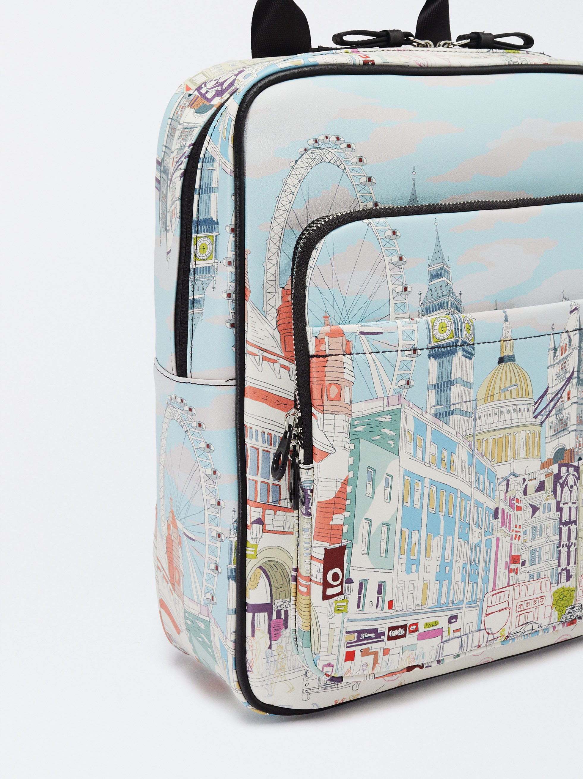 Printed Cabin Backpack Blue | Parfois