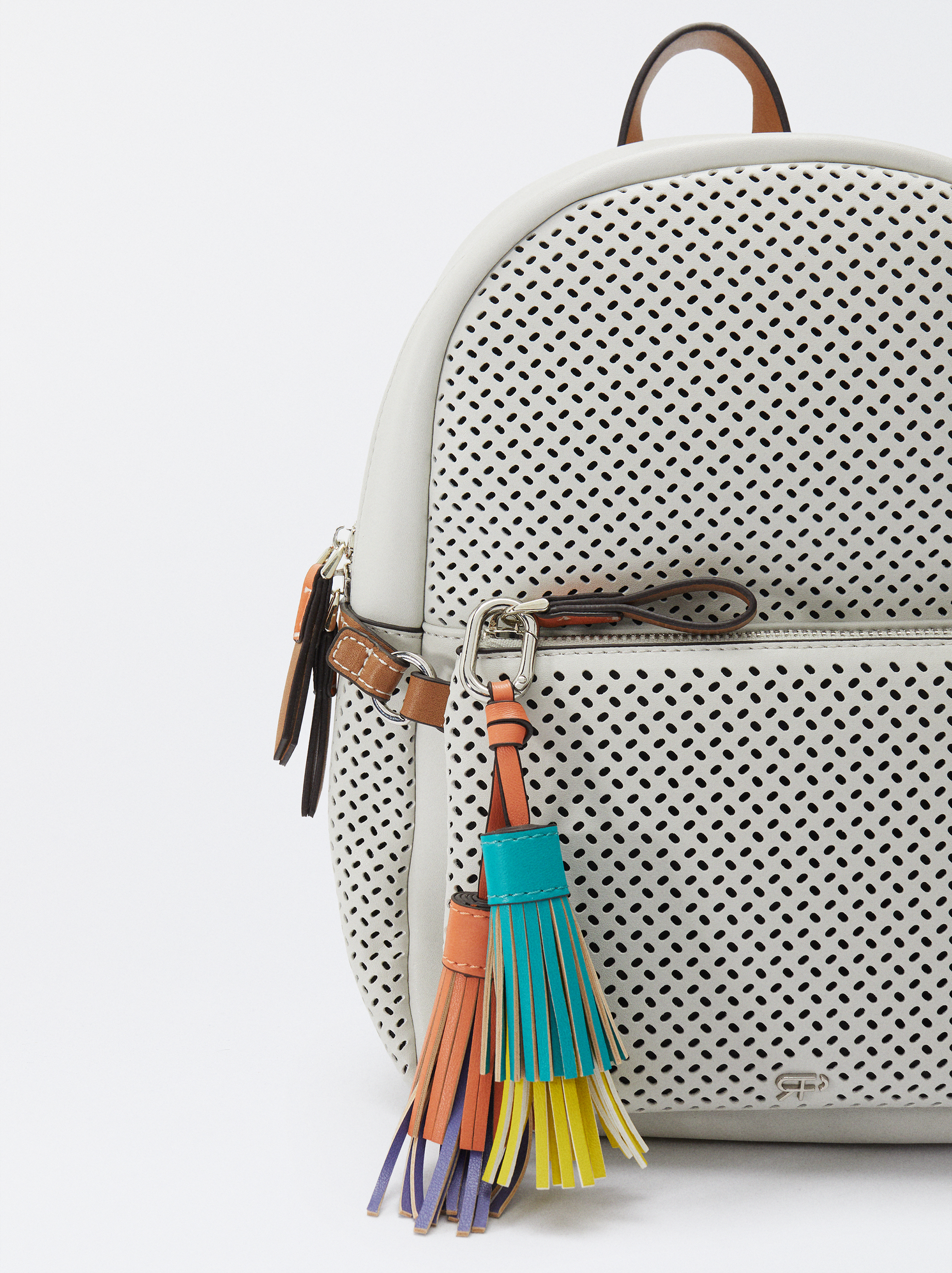 Perforated Backpack With Pendant Black | Parfois