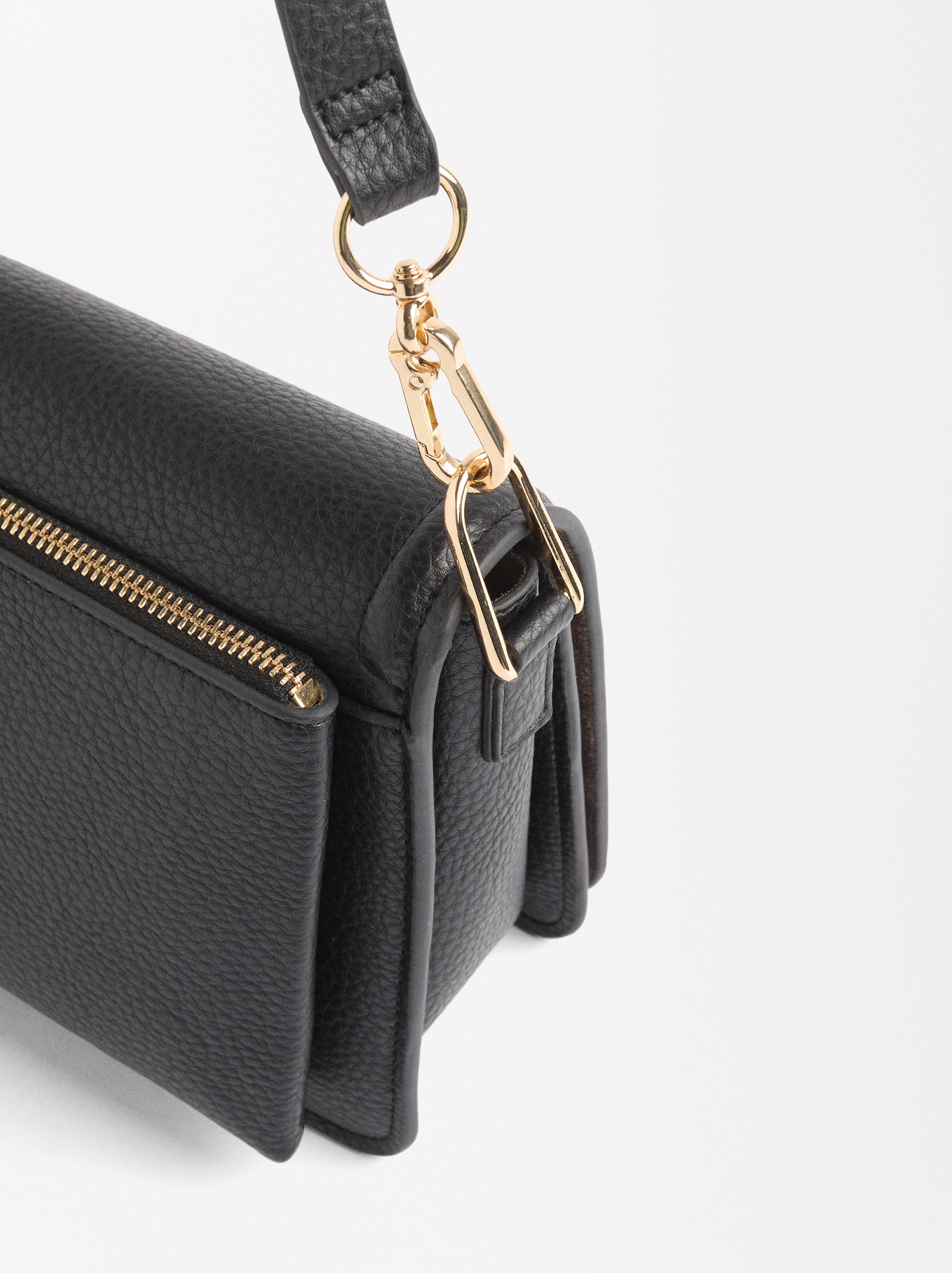 Mala De Ombro Com Fecho De Aba Preto | Parfois