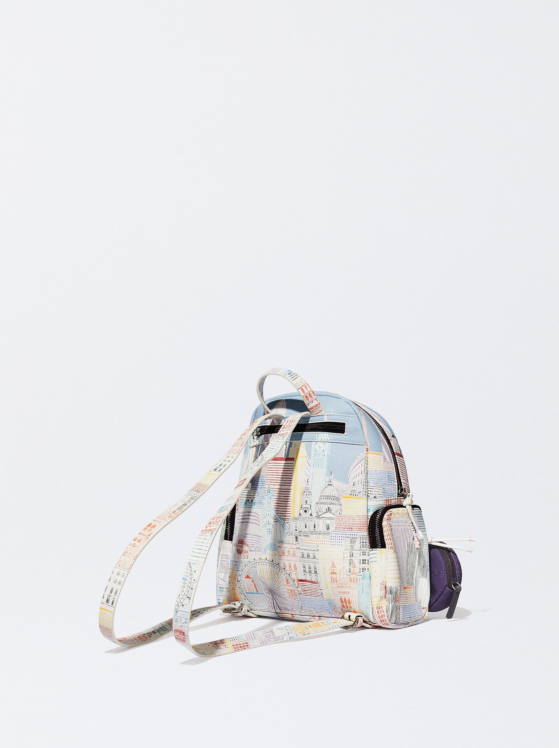 Printed Backpack With Coin Purse - Blue - Woman - Backpacks - parfois.com