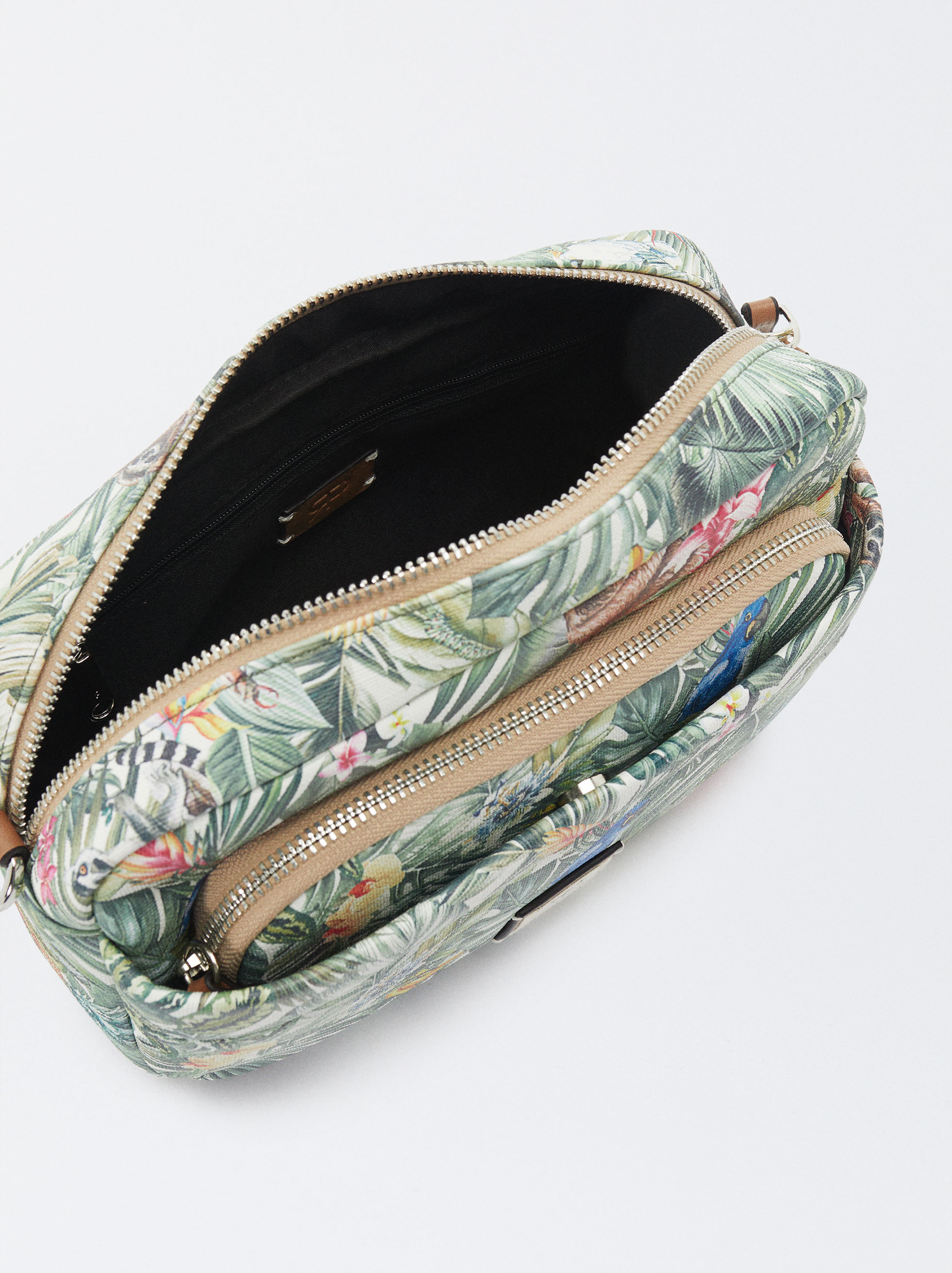 Nylon-Effect Crossbody Bag Green | Parfois