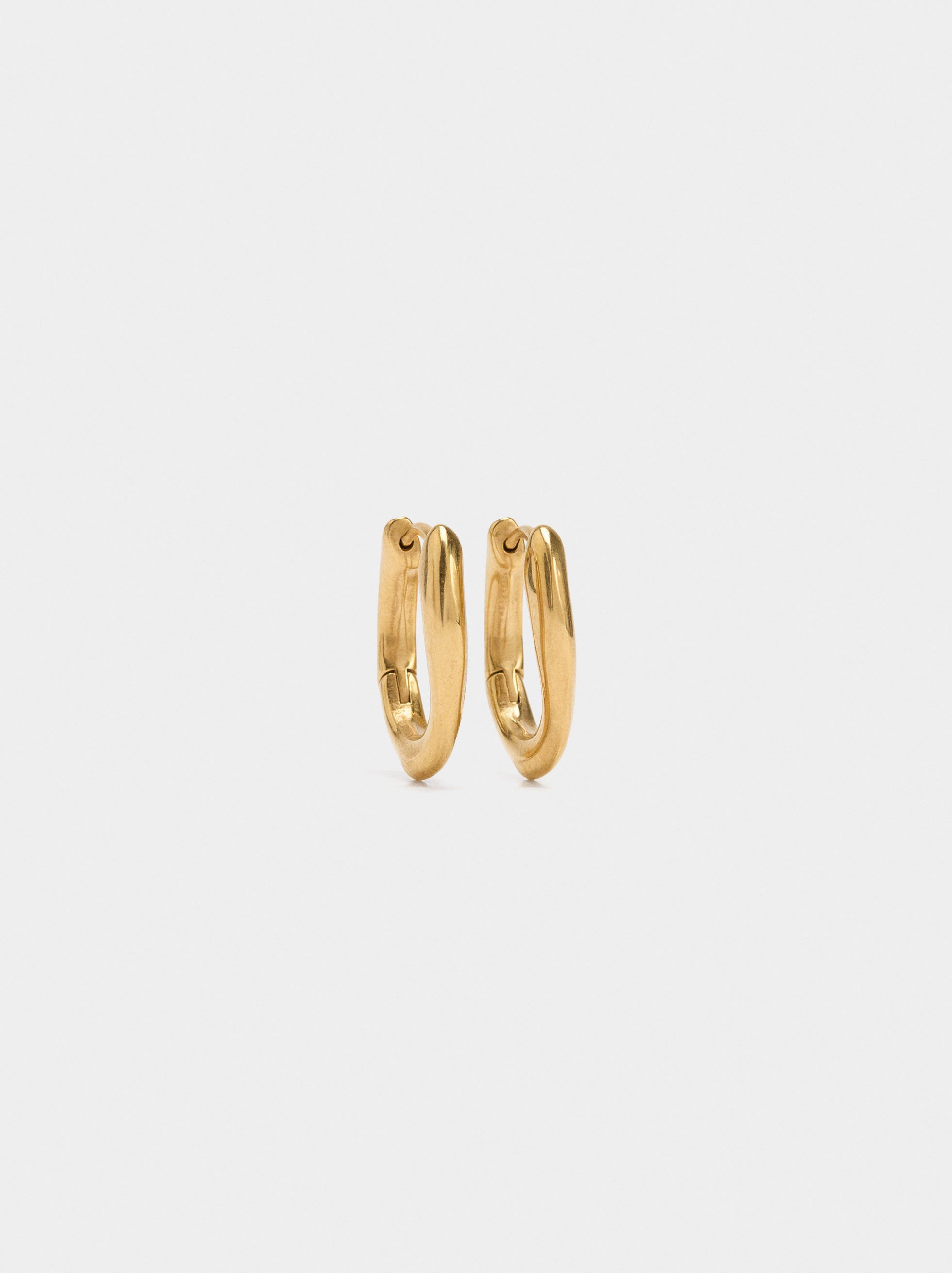 Elongated hoop earrings – stainless steel Golden | Parfois