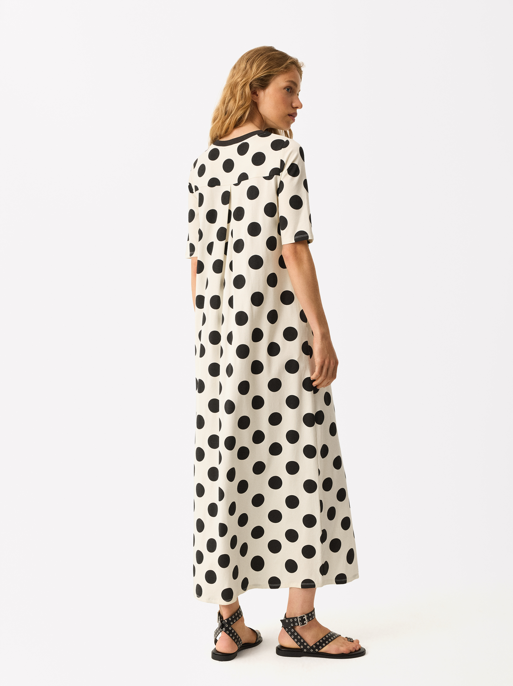 Online Exclusive - Polka Dot Long Dress Ecru | Parfois