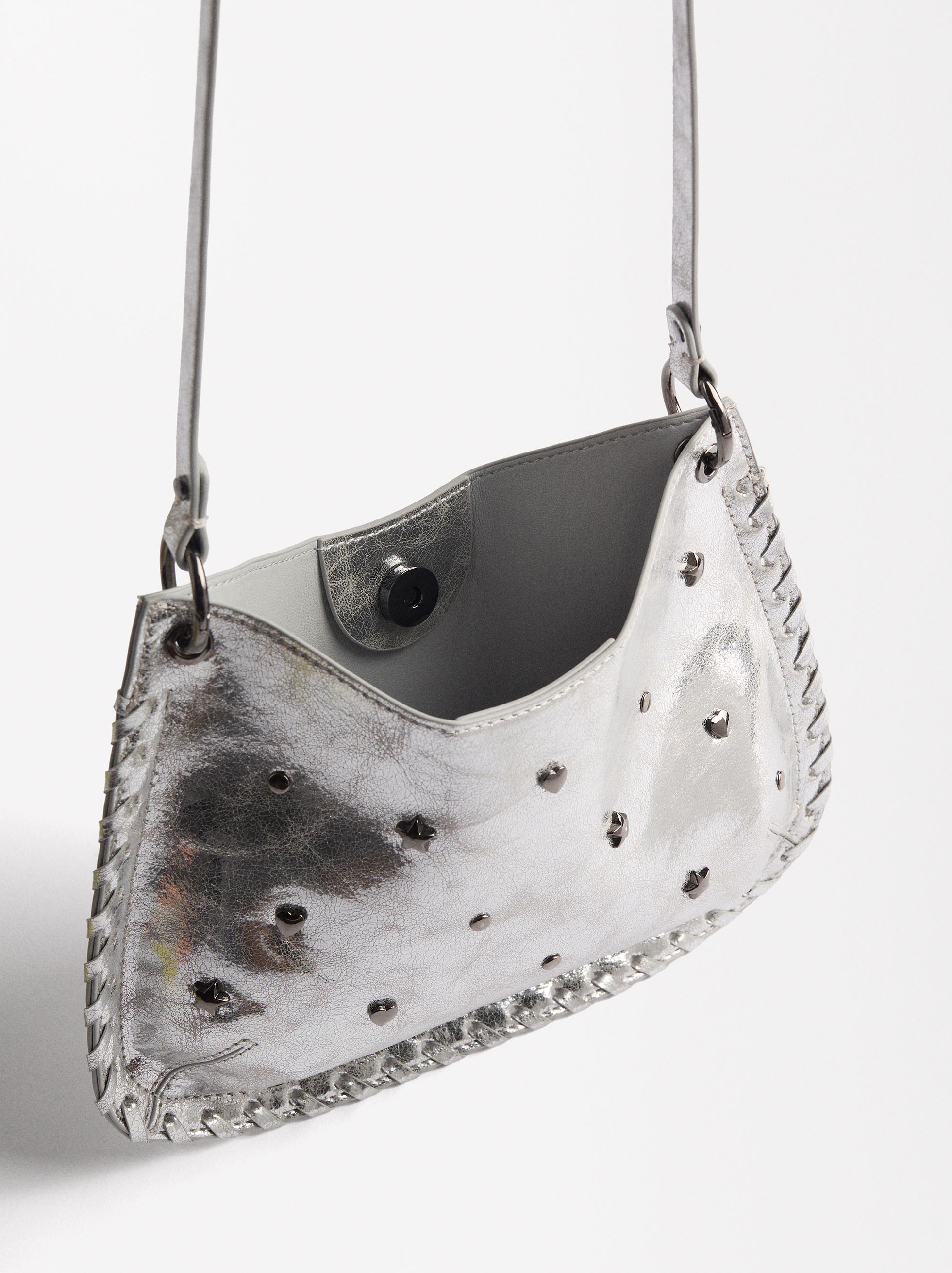 Bolso De Hombro Con Tachuelas Verde | Parfois