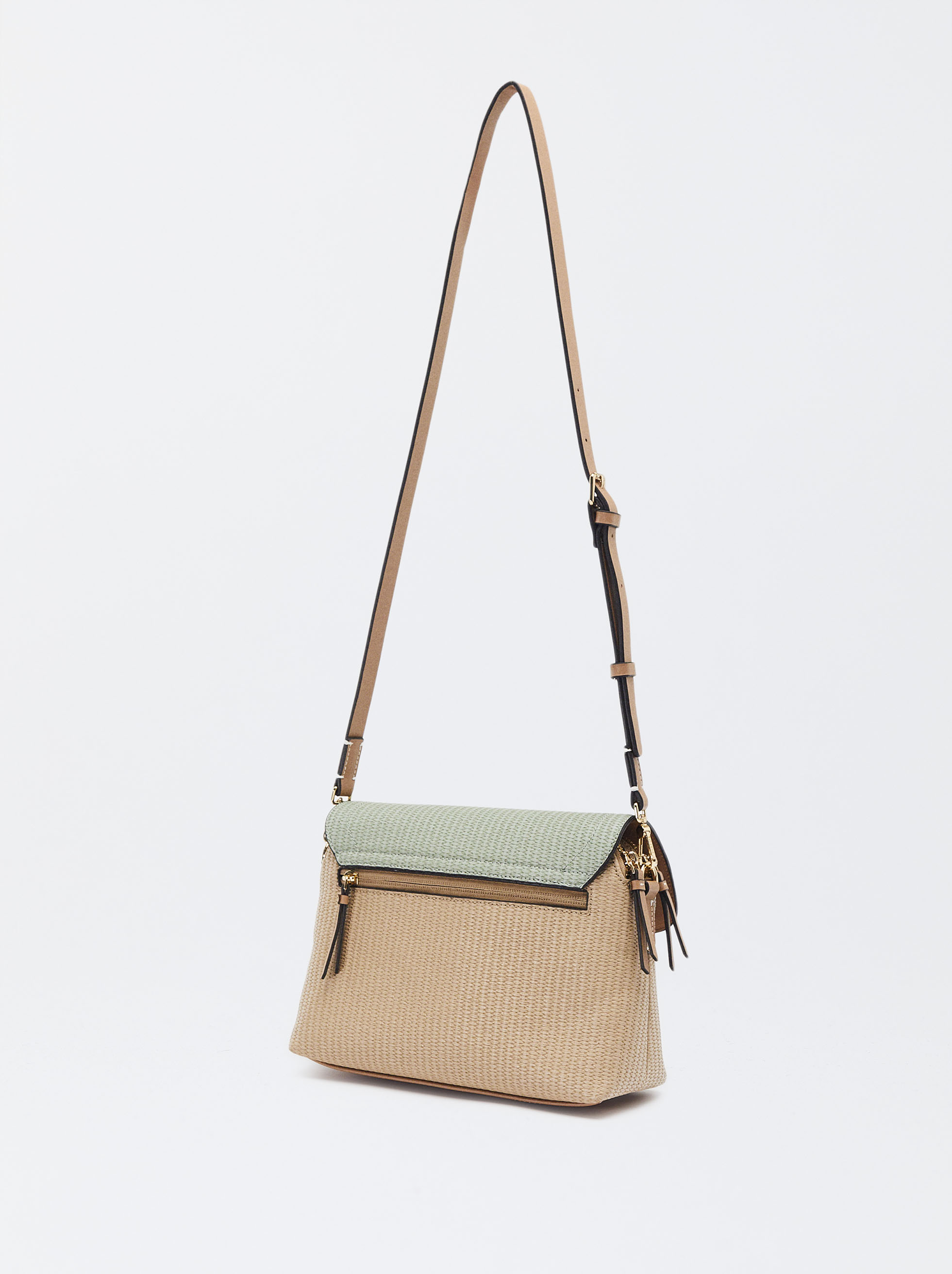 Straw-Effect Crossbody Bag Green | Parfois