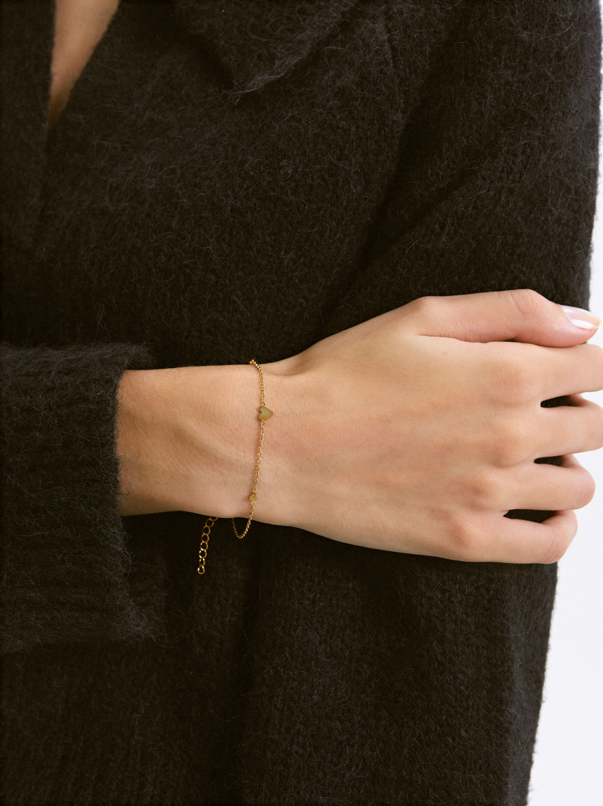 Bracelet En Acier Inoxydable Avec Cœurs Doré | Parfois