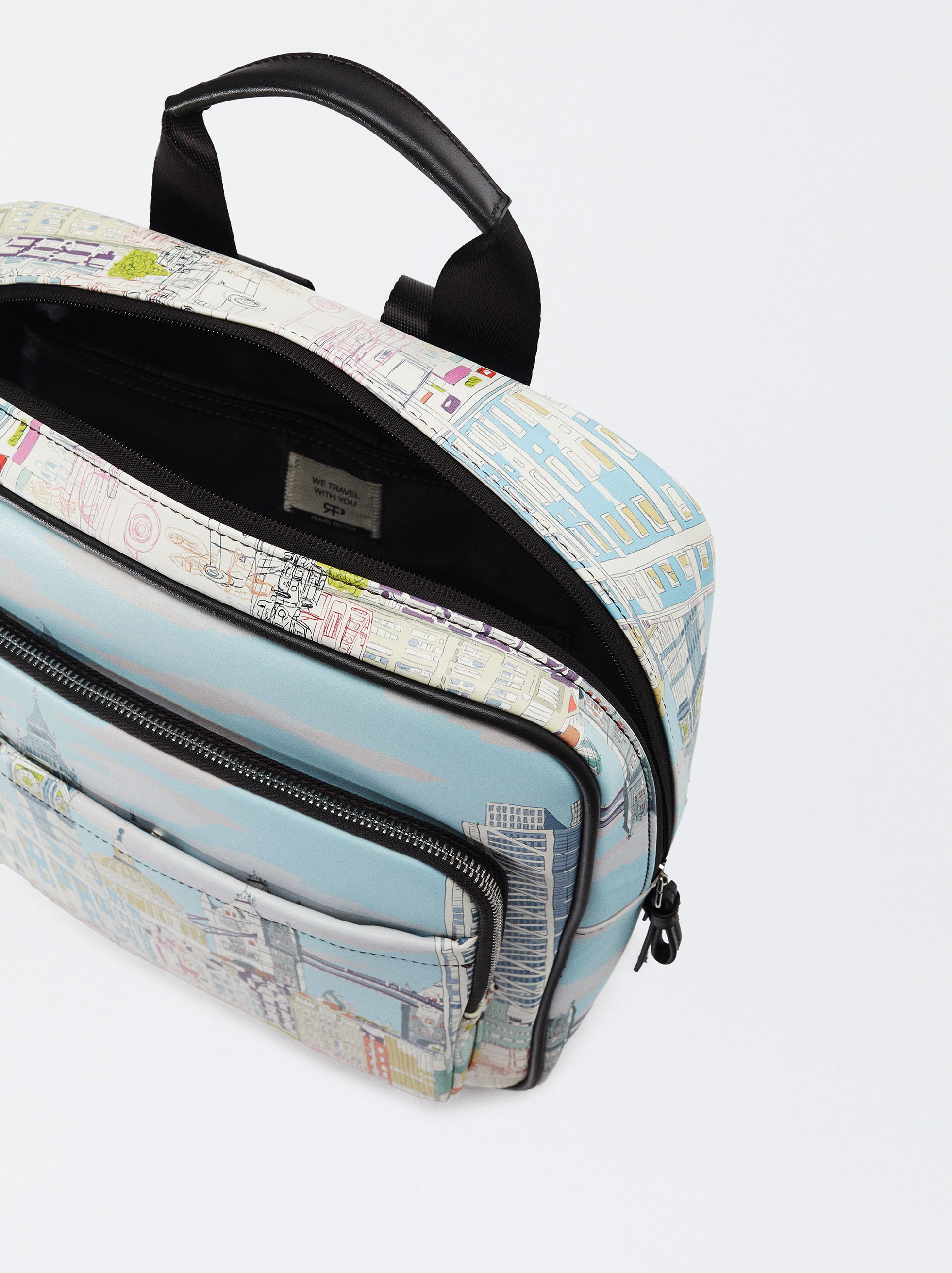 Printed Cabin Backpack Blue | Parfois