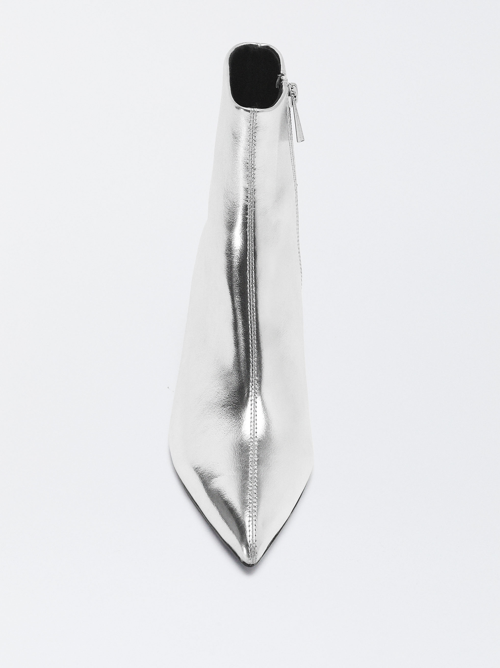 Silver Kitten Heel Ankle Boot Silver | Parfois