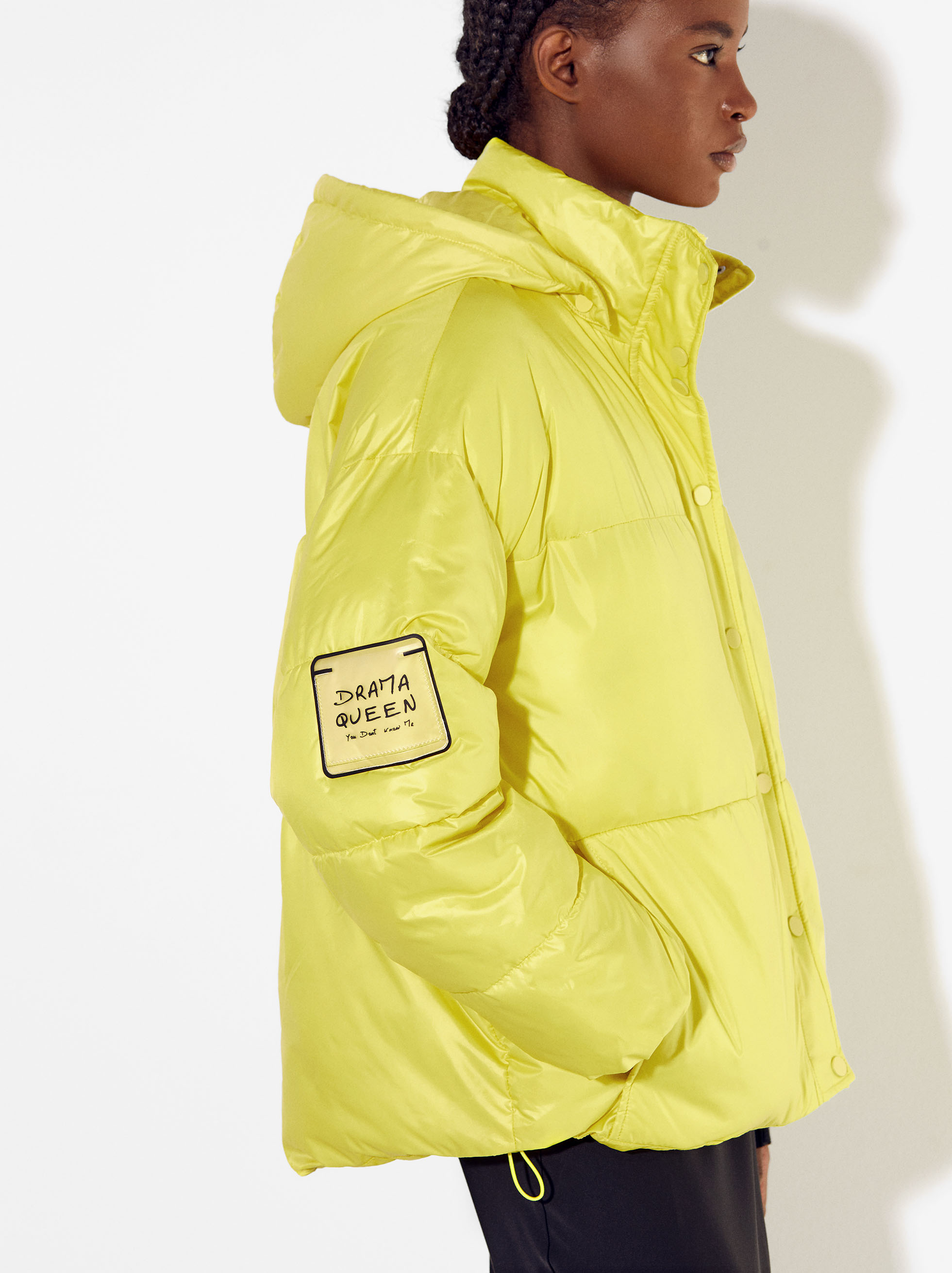 High-Neck Quilted Coat Yellow | Parfois