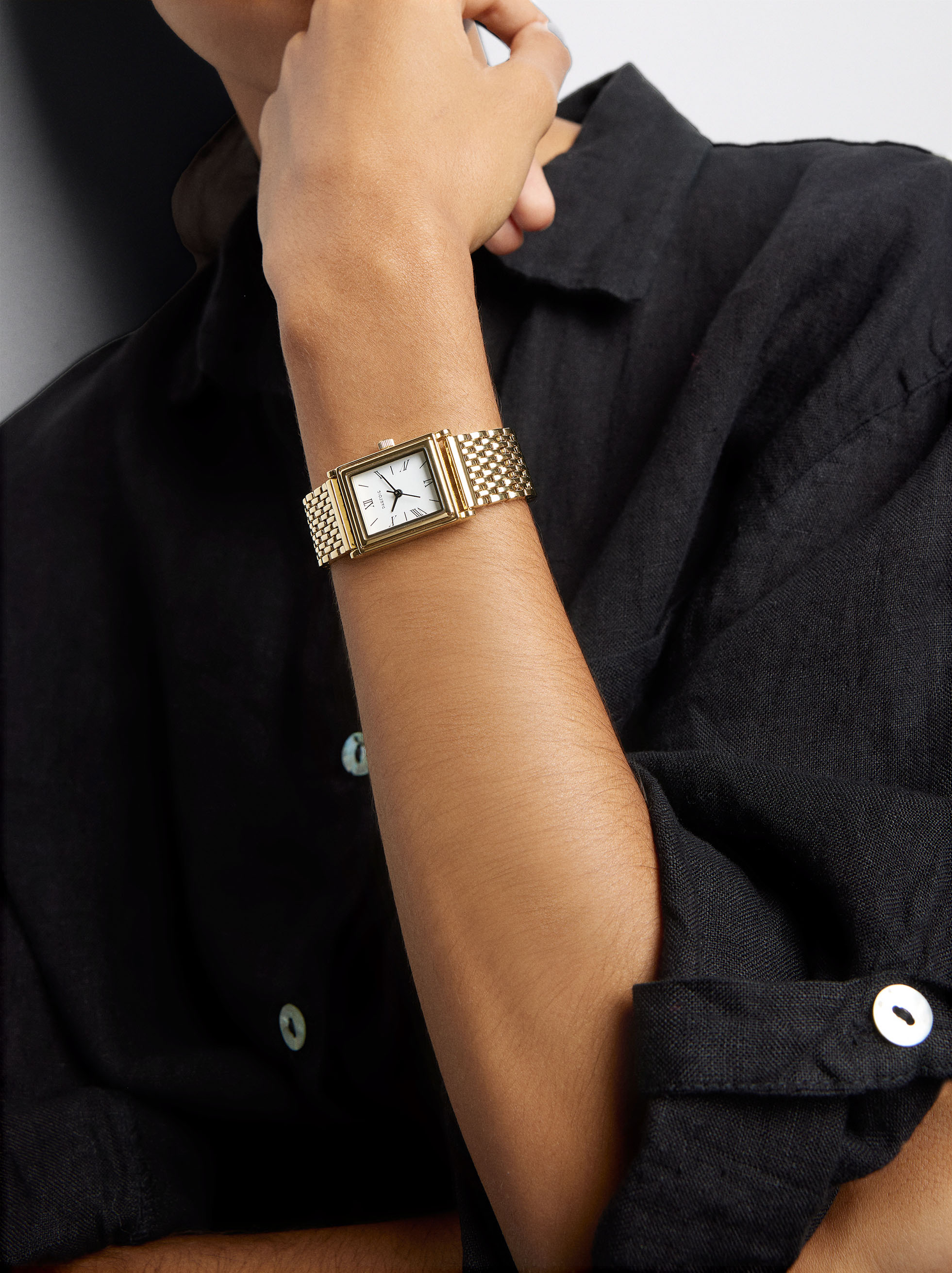 Personalized Square Steel Watch Golden | Parfois