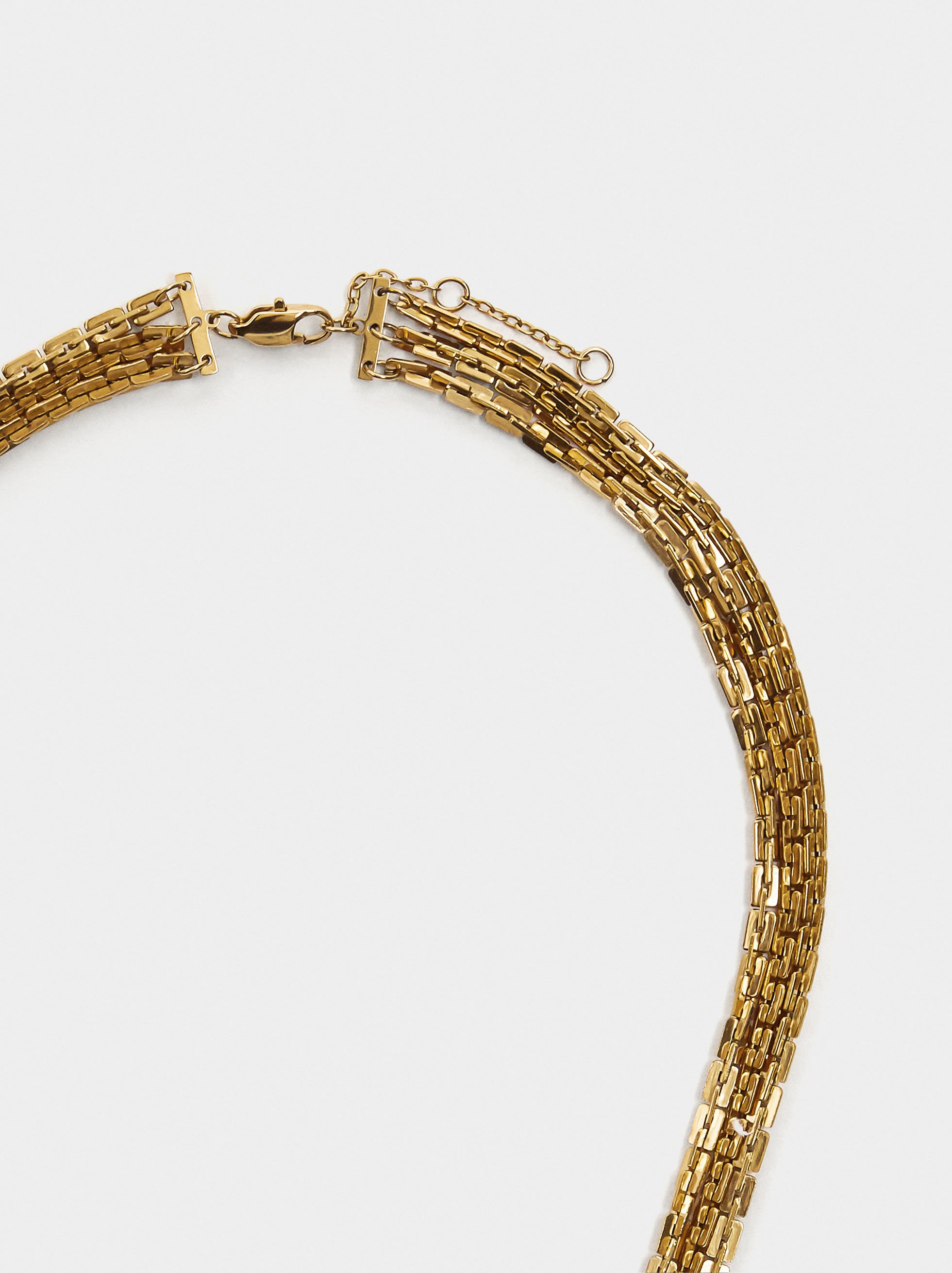 Short multi-collar rectangles – stainless steel Golden | Parfois